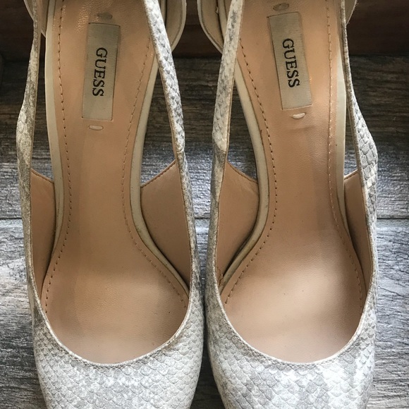 Guess | Shoes | Guess Grey White Snake Skin Platform Heels | Poshmark